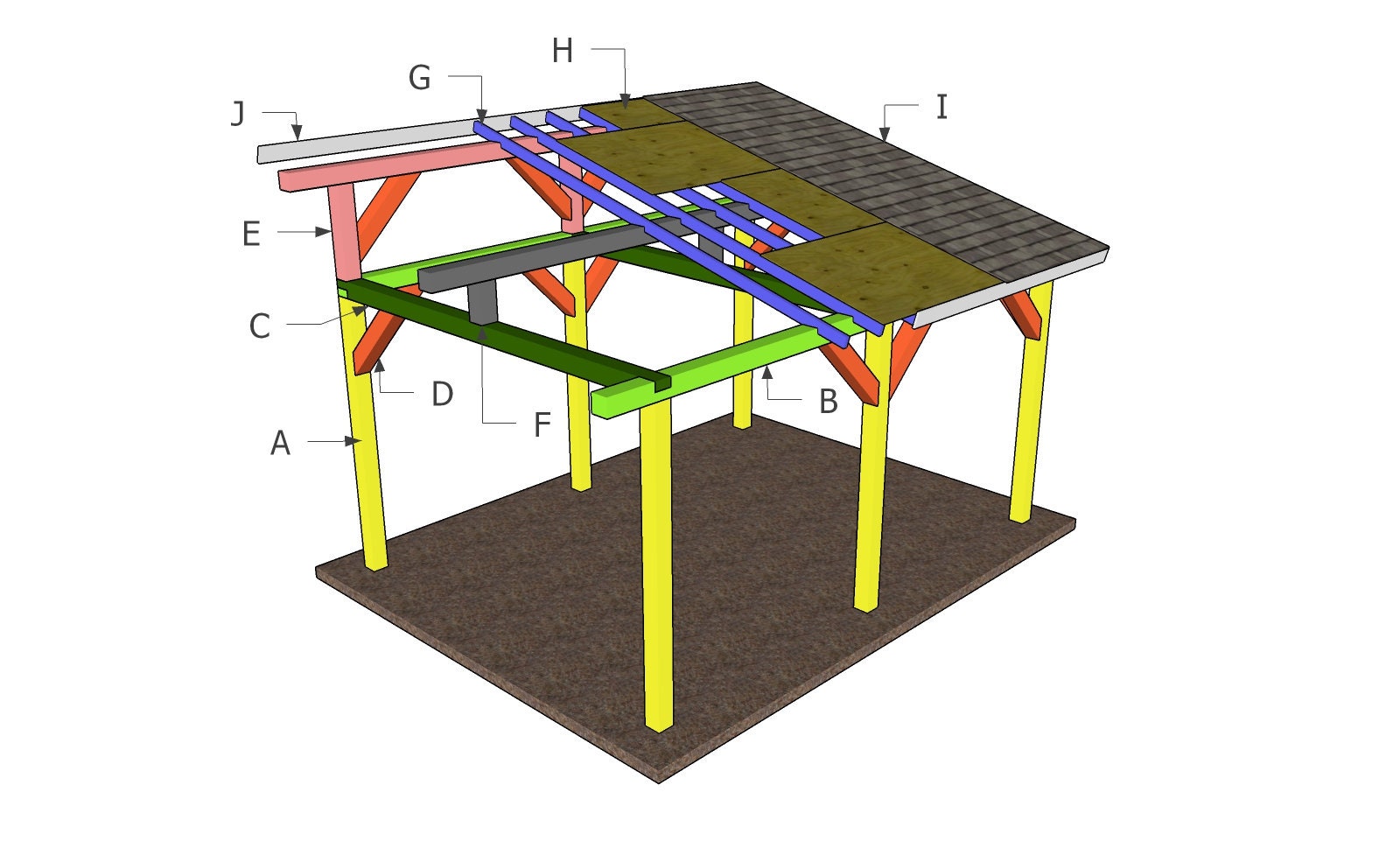 12x16 Lean to Pavilion Plans - PDF Download - Etsy