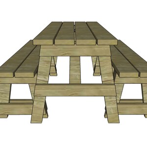 5 Ft Picnic Table With Detached Benches Plans - PDF Download - Etsy