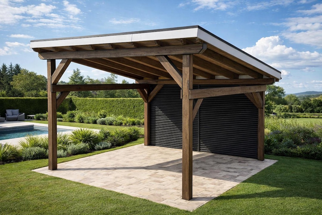 14x14 Lean-to Modern Gazebo Plans - DIY Pavilion, Outdoor Lounge - Step ...