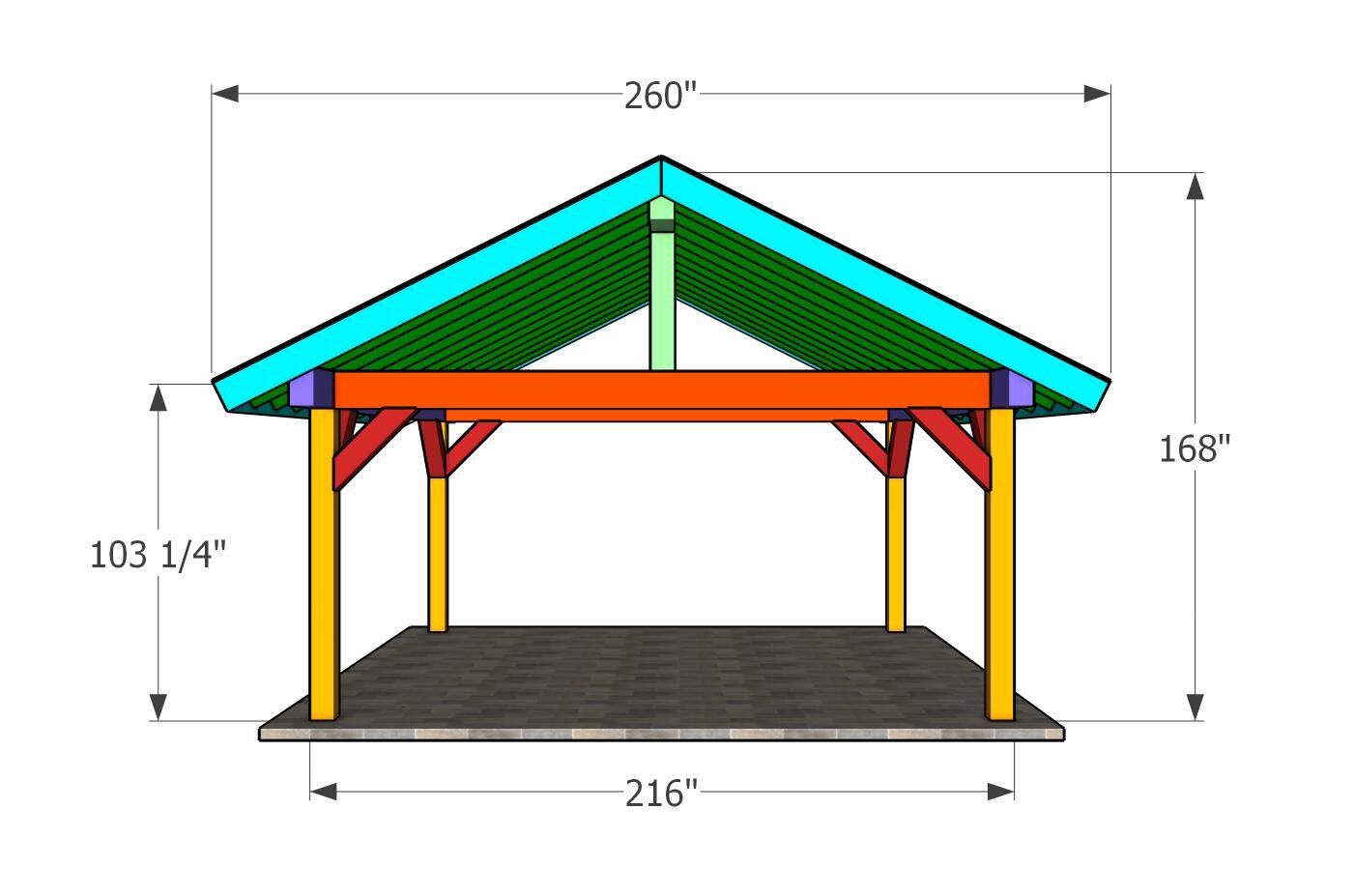 DIY 18x18 4 Post Gable Pavilion Plans - PDF Download - Etsy