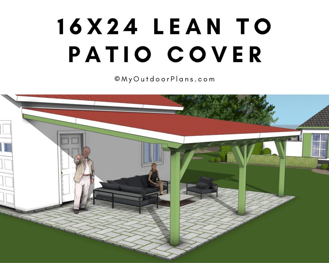16x24 Lean to Patio Cover Plans - Large Attached Patio Cover Plans ...
