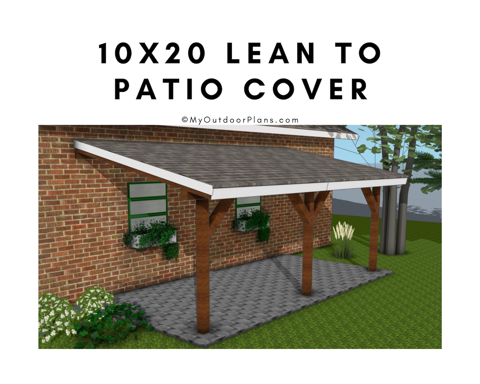 DIY 10x20 Lean to Patio Cover Plans – Attached Addition (PDF Download ...