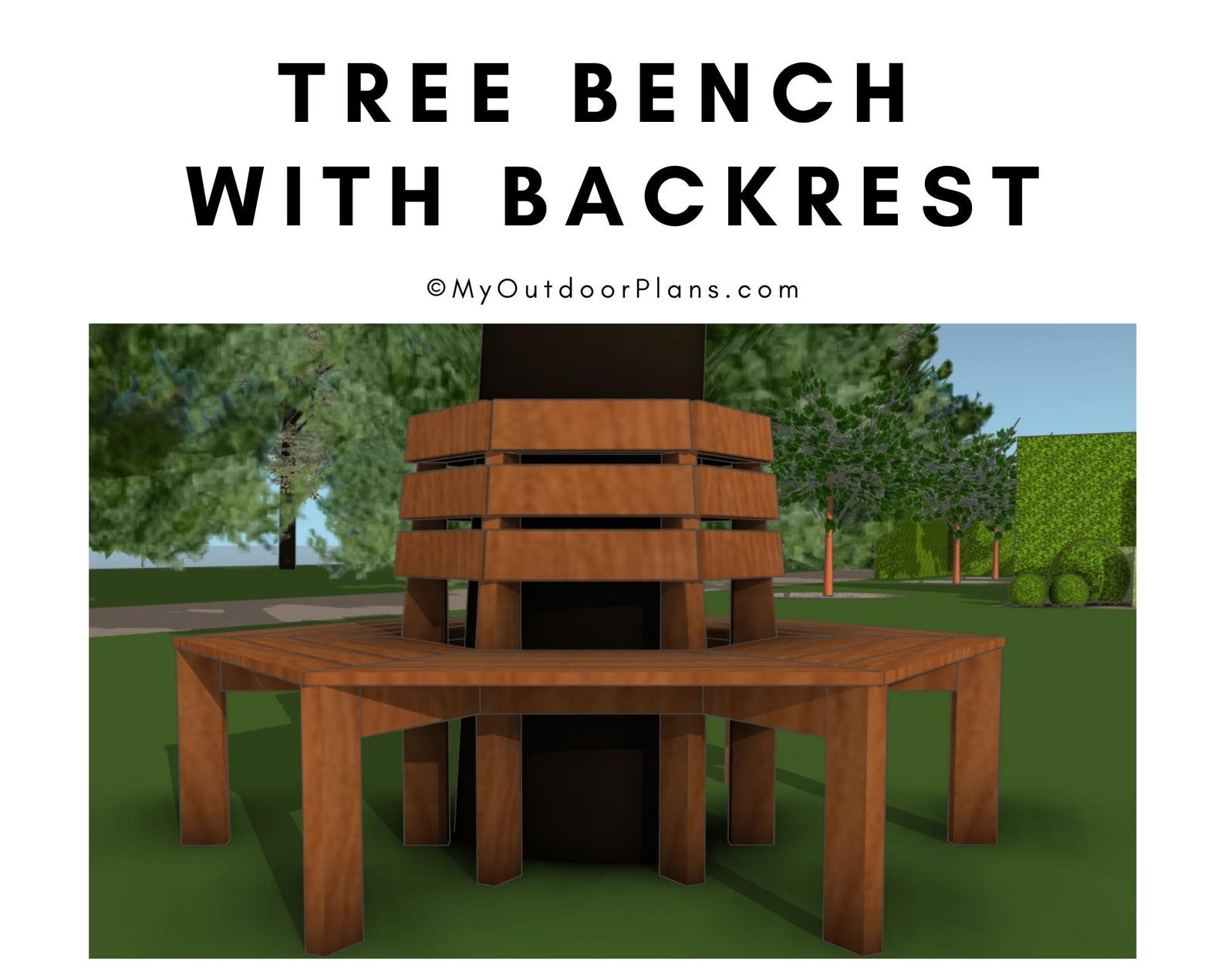 DIY Hexagonal Tree Bench With Backrest Plans (PDF Download) - Etsy