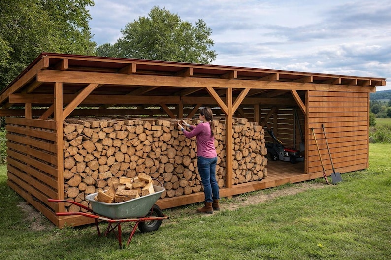 12x30 Firewood Shed Plans 15 Cord Capacity Pdf Download Etsy