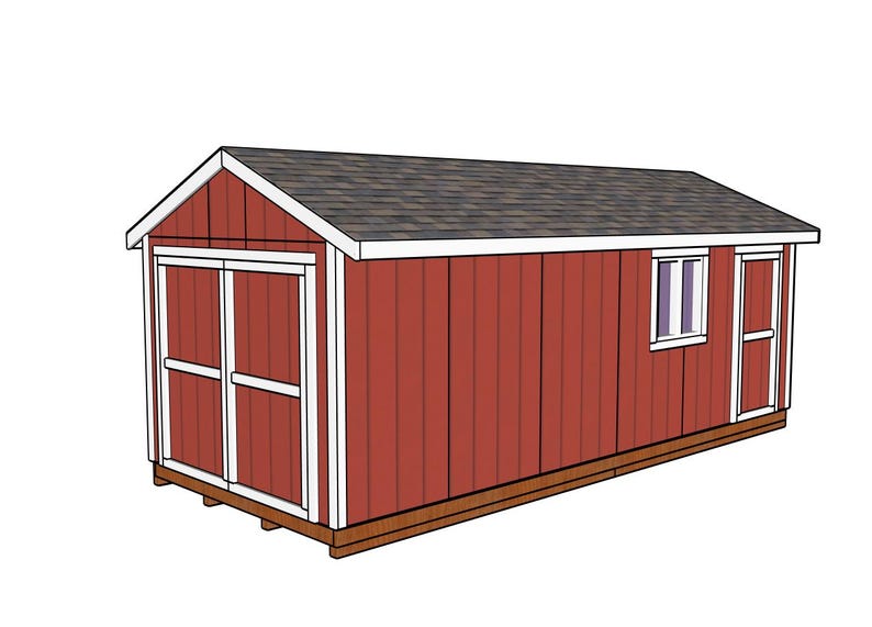 10x24 Gable Shed Plans: DIY Storage, Double Doors, Window (PDF Download ...