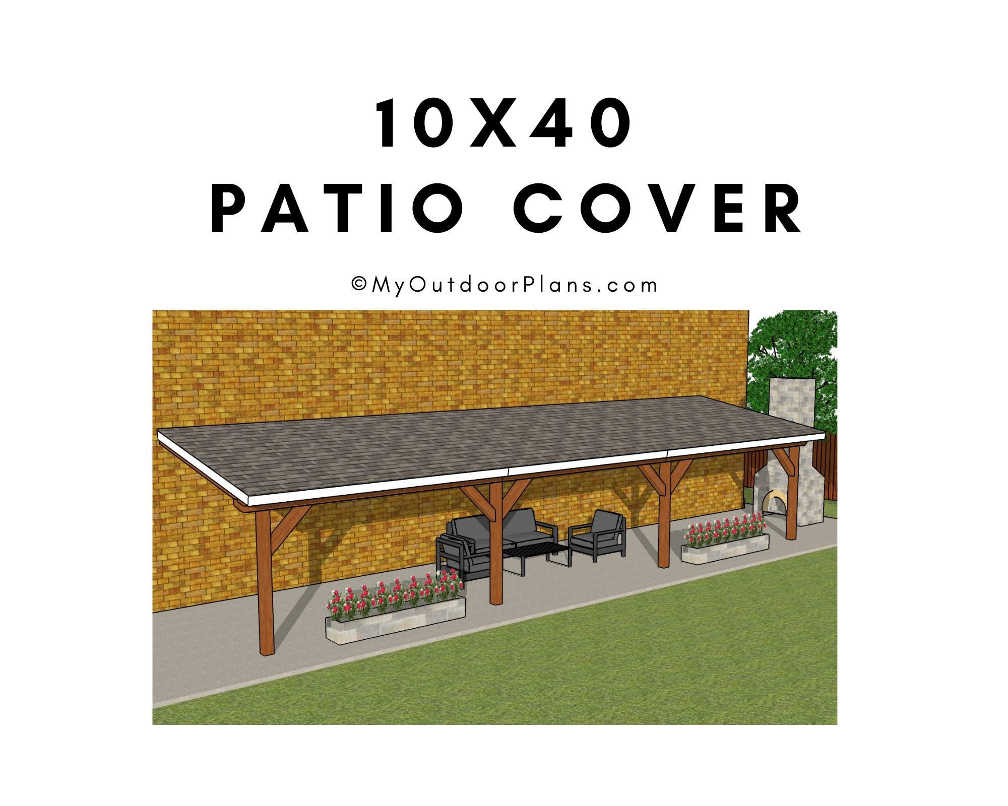 10x40 Lean to Patio Cover Plans – DIY Carport (PDF Download) - Etsy