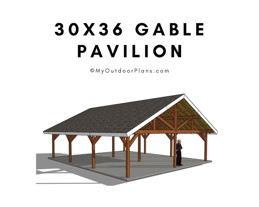 DIY 30x36 Gable Pavilion Plans - Large Wooden Gazebo Plans - PDF ...