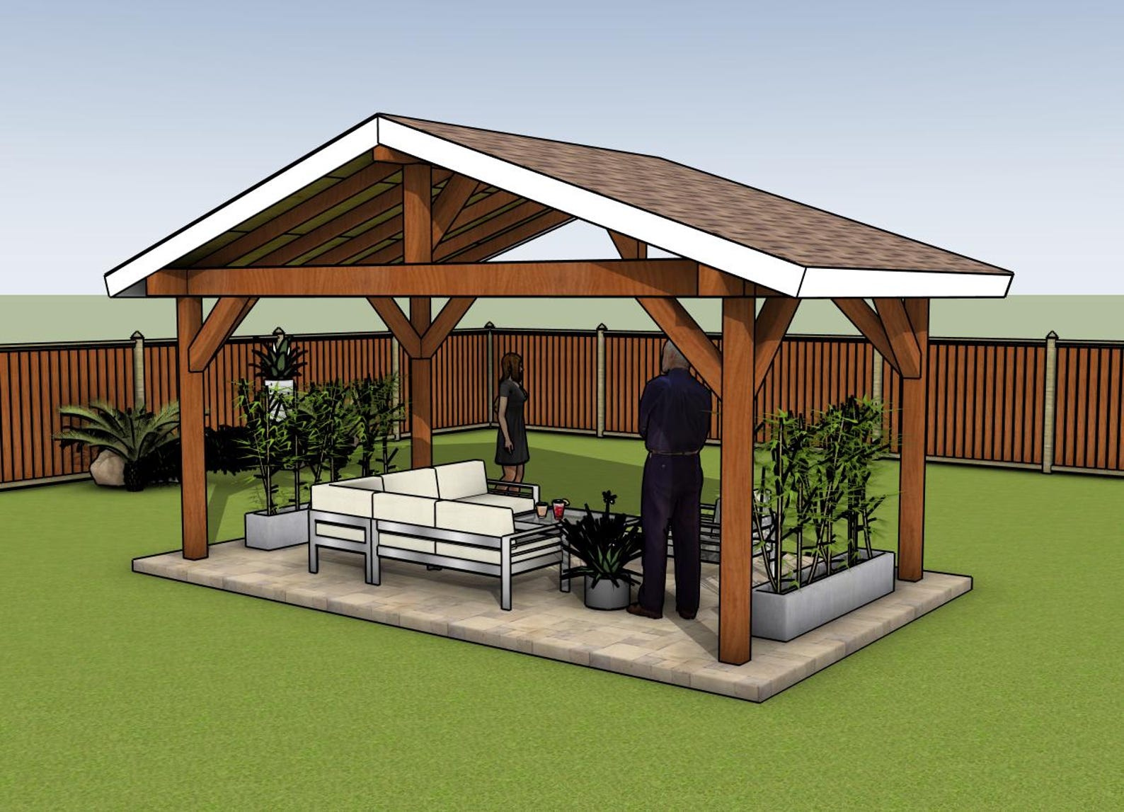 DIY 18x10 Gable Pavilion Plans - 4 Post Wooden Gazebo Plans - PDF ...