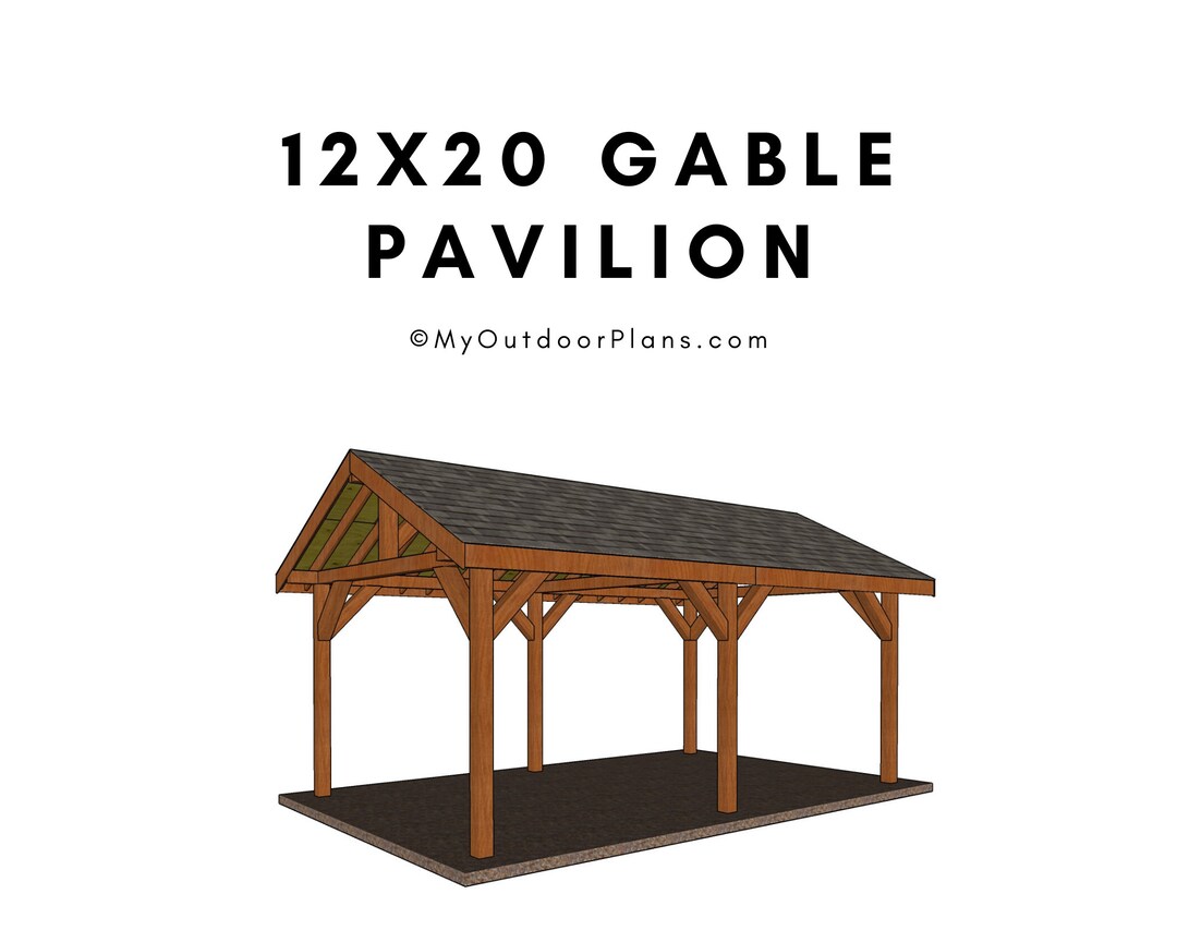 DIY 12x20 Gable Pavilion Plans - Step by Step Pavilion Guide - PDF ...