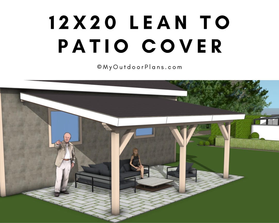 12x20 Lean to Patio Cover - Covered Pergola Plans - Attached Lean to ...