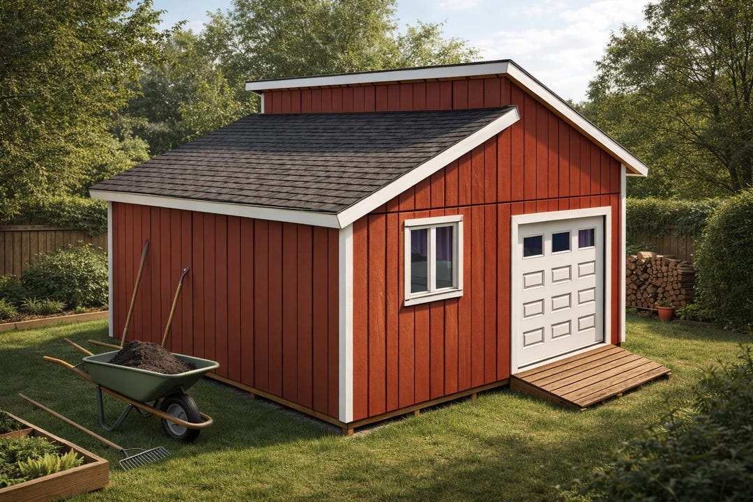 20x20 Clerestory Shed Plans: DIY Workshop With Garage Door (PDF ...