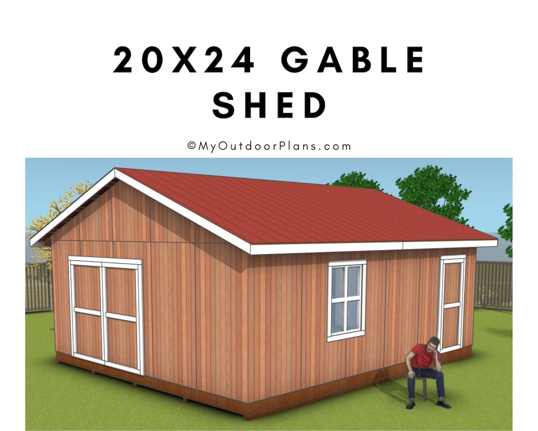 20x24 Gable Shed Plans – DIY Large Storage Shed (PDF Download) - Etsy