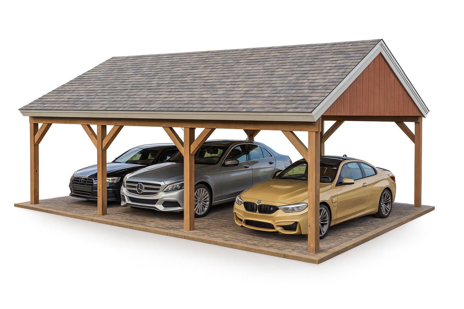 20x30 3-car Carport Plans With Gable Roof – DIY Car Shelter With ...