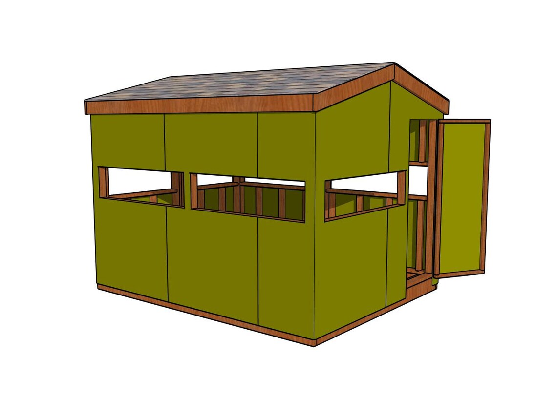8x10 Deer Blind Plans - 360 Degree Windows on All Sides, 2x4 Framing 16 ...