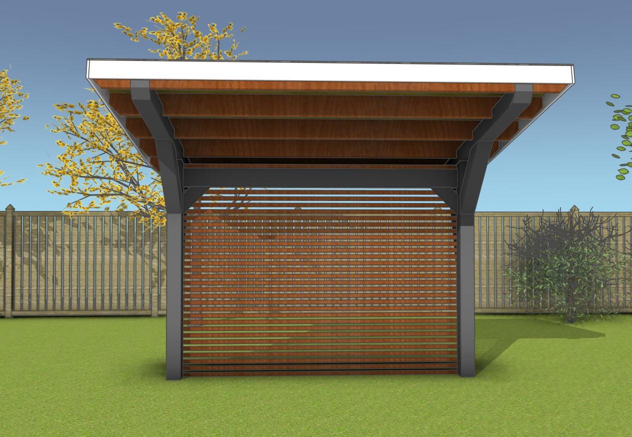 DIY 2 Post Cantilevered Pergola Plans - PDF Download - Etsy