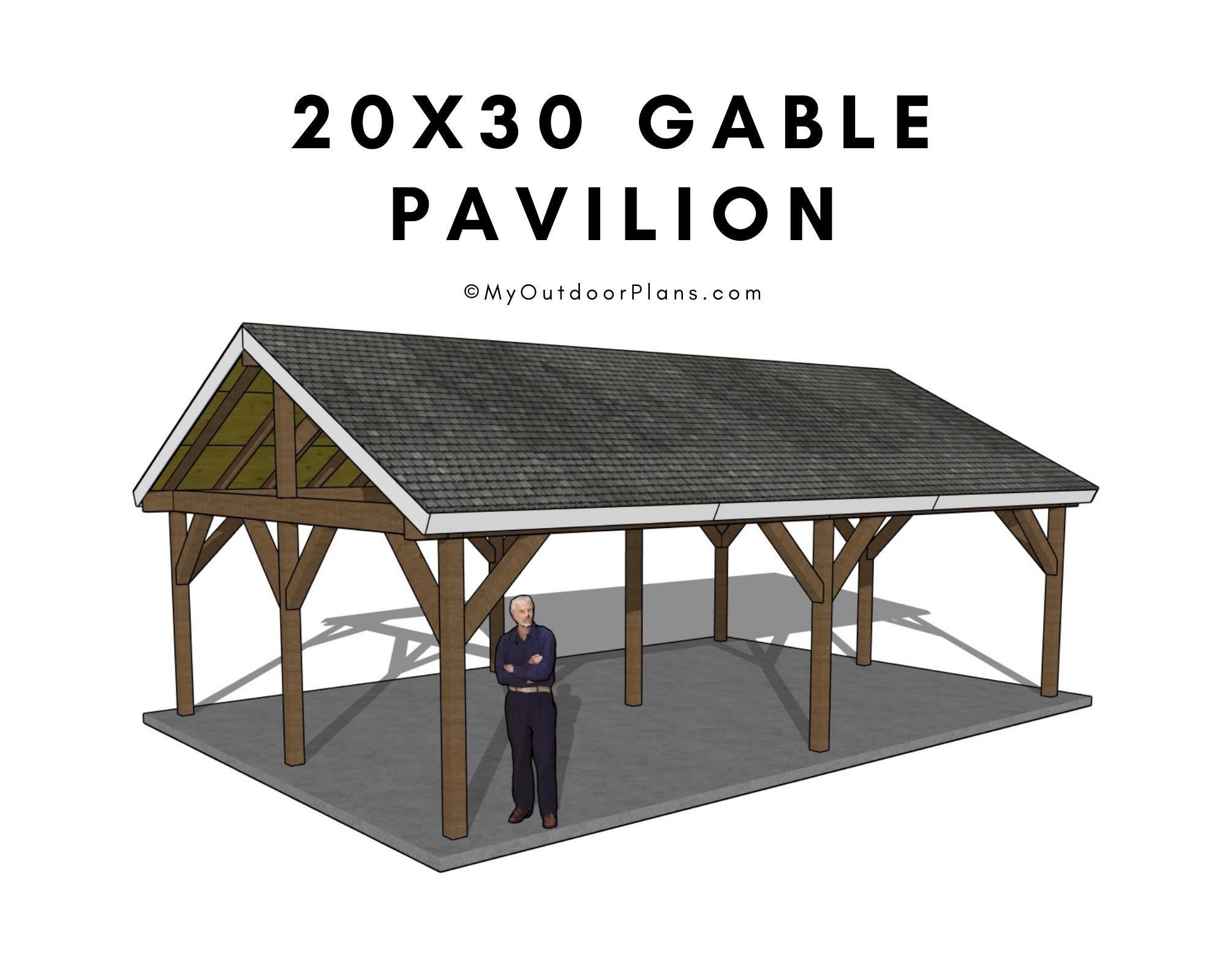 DIY 20x30 Gable Pavilion Plans – Backyard Wooden Structure (PDF ...