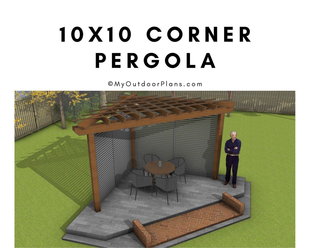 DIY 10x10 Corner Pergola Plans - Triangle Pergola Plans - PDF Download ...