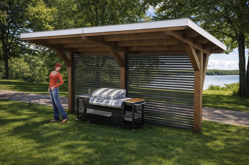 DIY Large Cantilevered Pergola - 3 Post Pergola Plans - PDF Download - Etsy