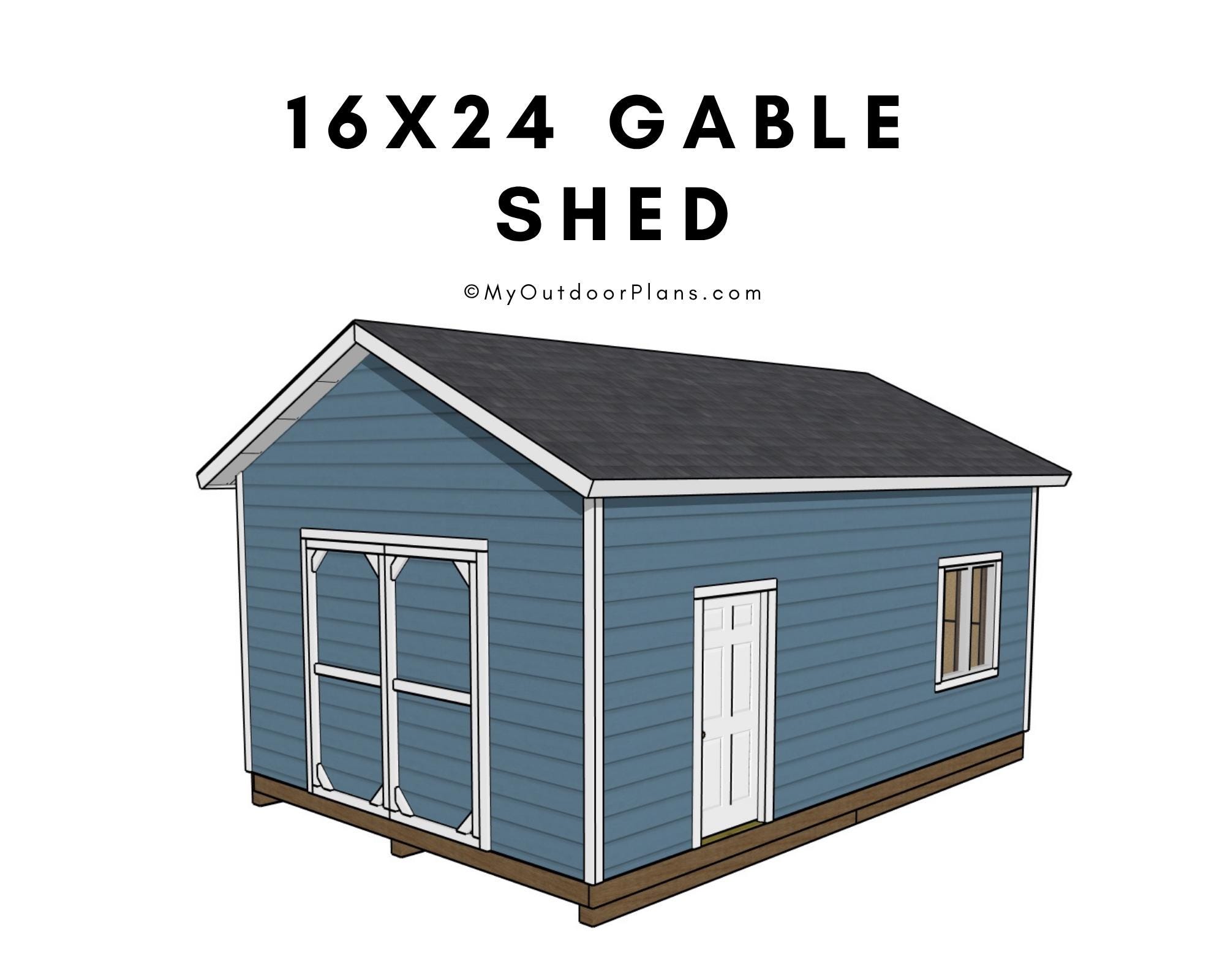 16x24 Gable Shed Plans – DIY Workshop/storage (PDF Download) - Etsy