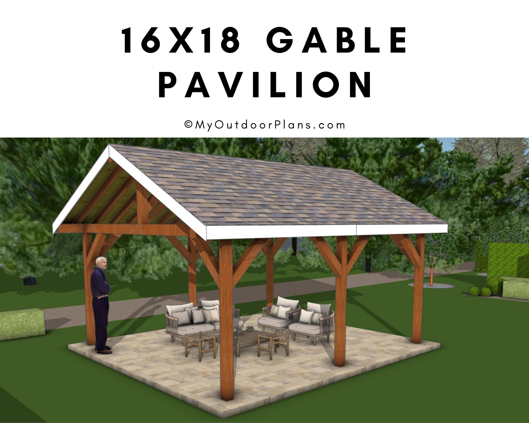DIY 16x18 Gable Pavilion Plans - Backyard Gazebo Plans - PDF Download ...