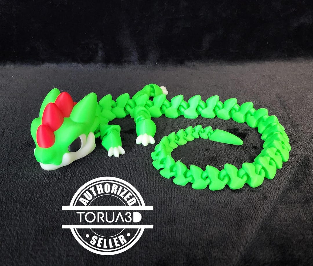 3D Printed Articulated Dragon Printed With 4 Different Color Filaments ...