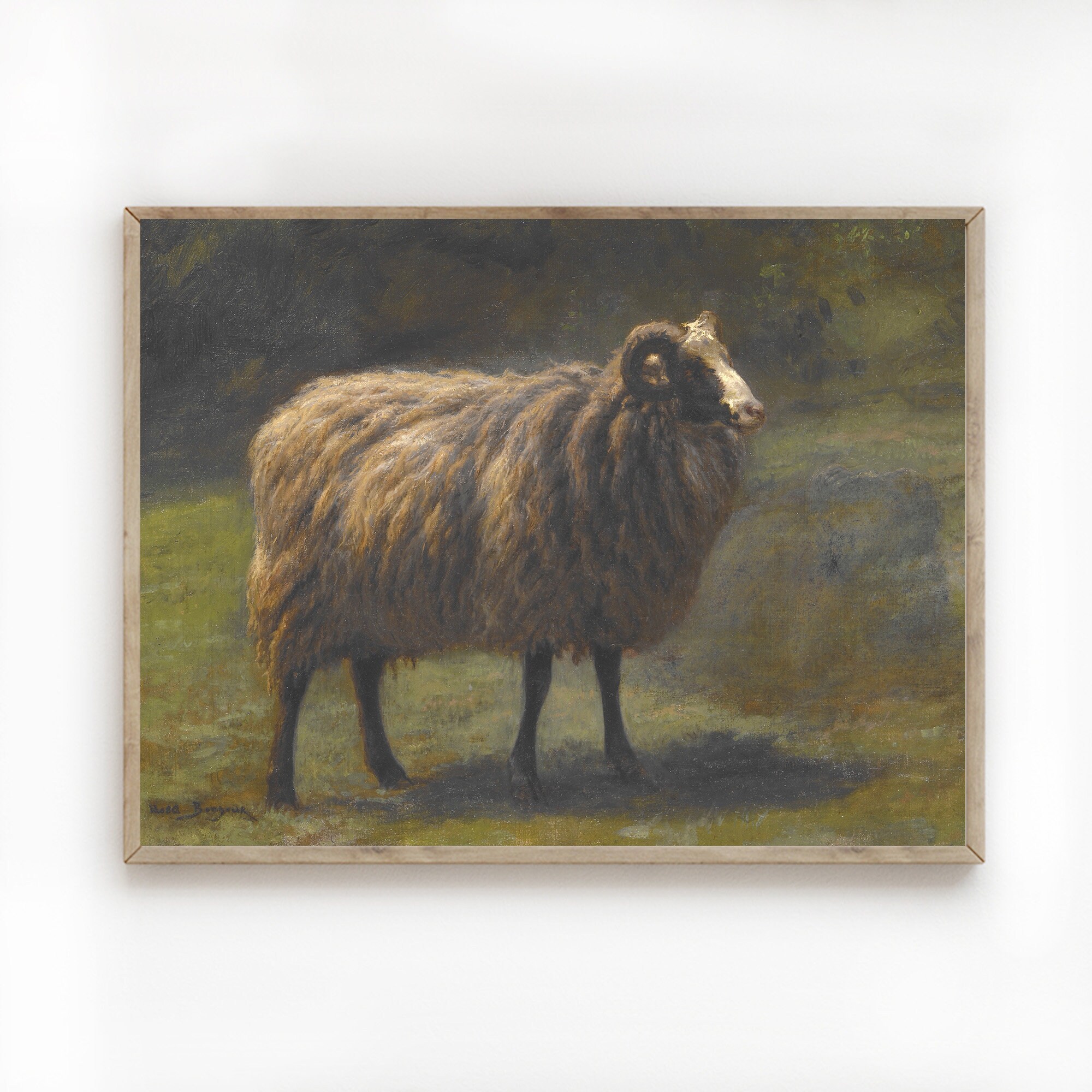 Sheep painting/Digital Download/Country Landscape with Sheep/ | Etsy