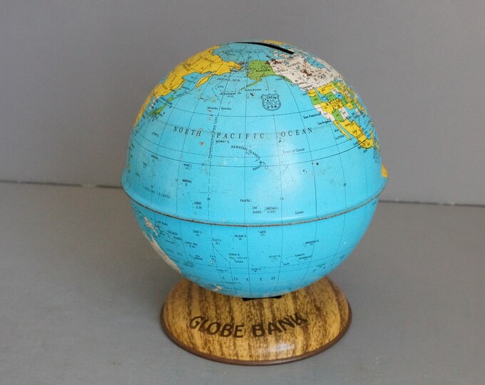Vintage Metal Globe Bank - Etsy