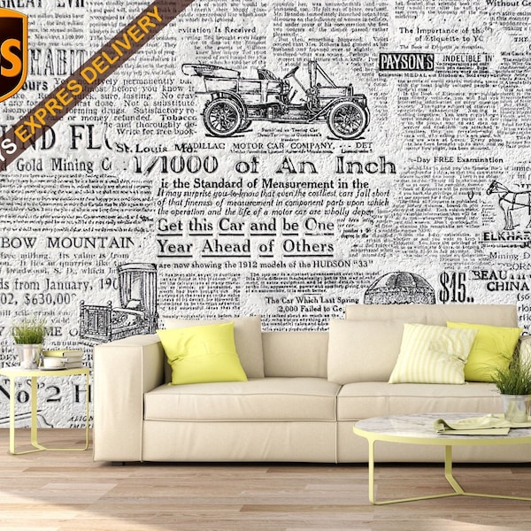 Newspaper Print Wallpaper - Etsy