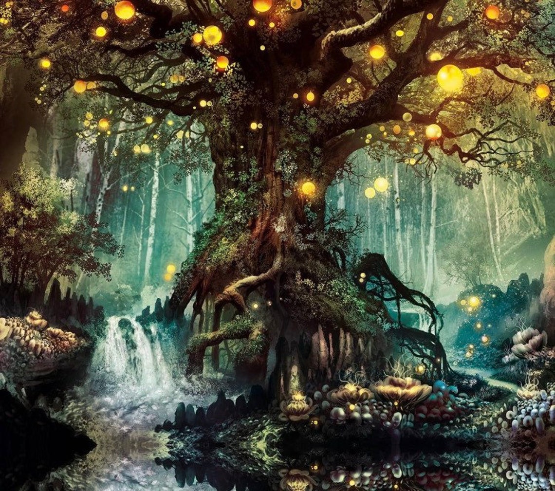 Grand Fairy Tree Wallpaper for Children Room Wall Mural - Etsy