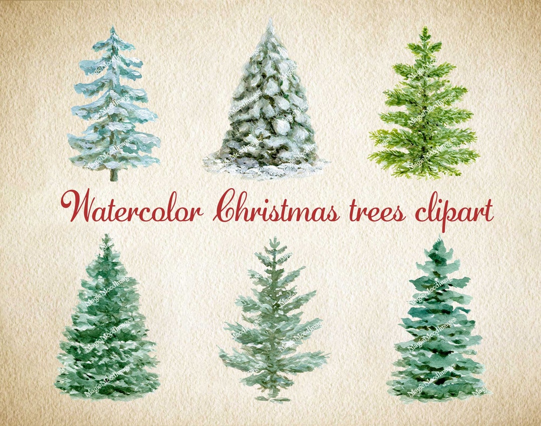 Christmas Tree Clipart. Watercolor Christmas Clipart. Watercolor Fir ...