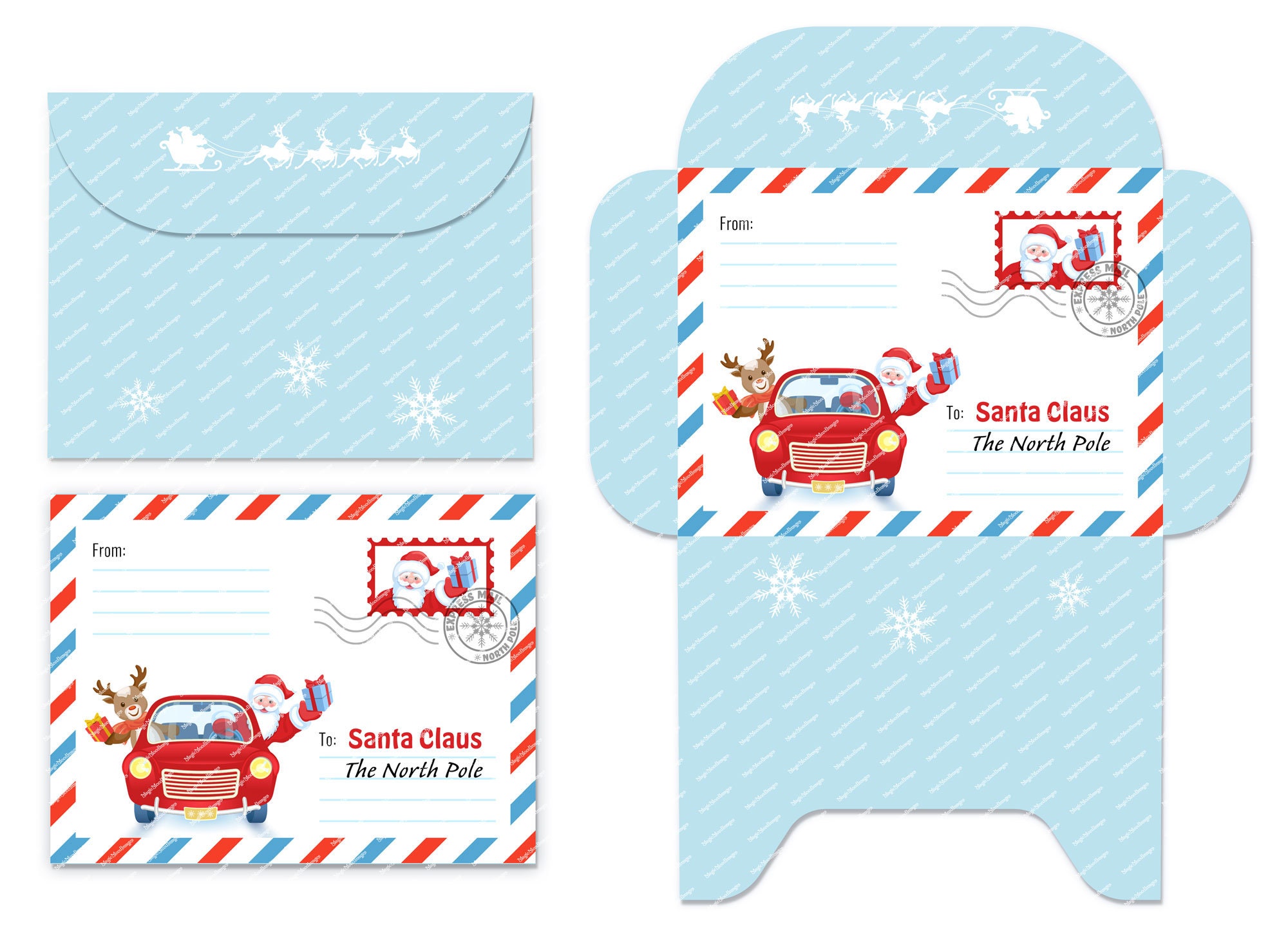 Santa Letter Template. Envelope Letter to Santa. Christmas - Etsy