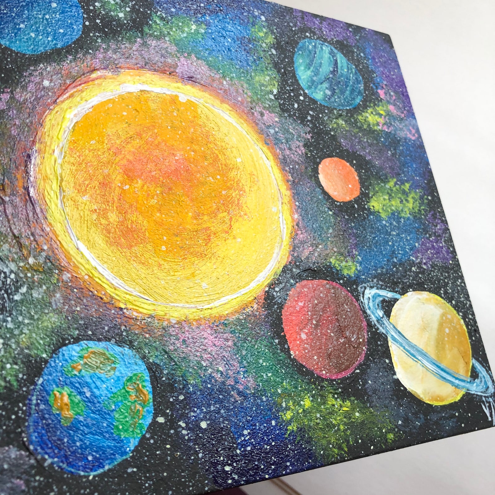 Acrylic Sun System Planets 18x24cm Space 5.3x7.2 Painting Art | Etsy