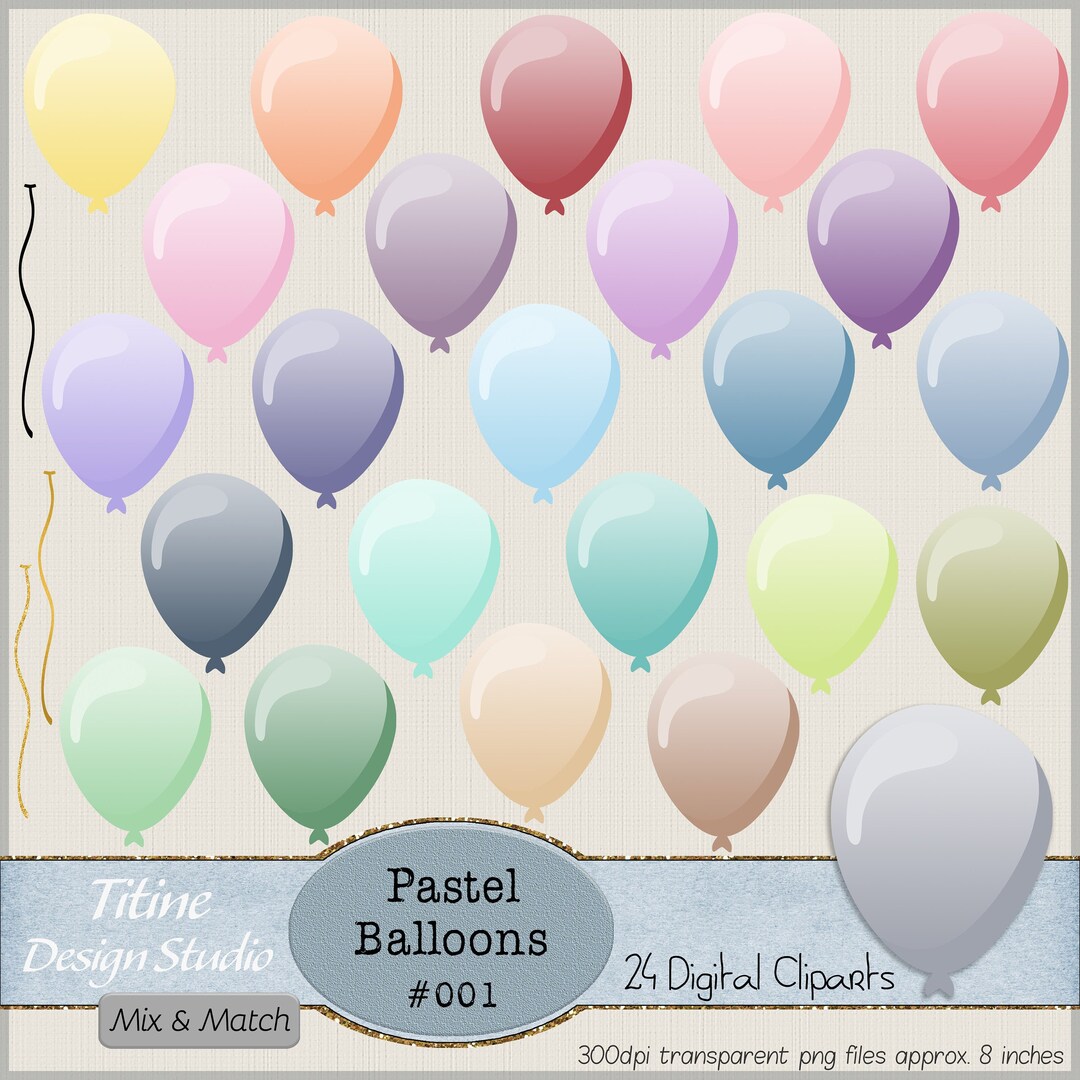 Digital Rainbow Balloon Clip Art Set Digital Rainbow Balloon - Etsy