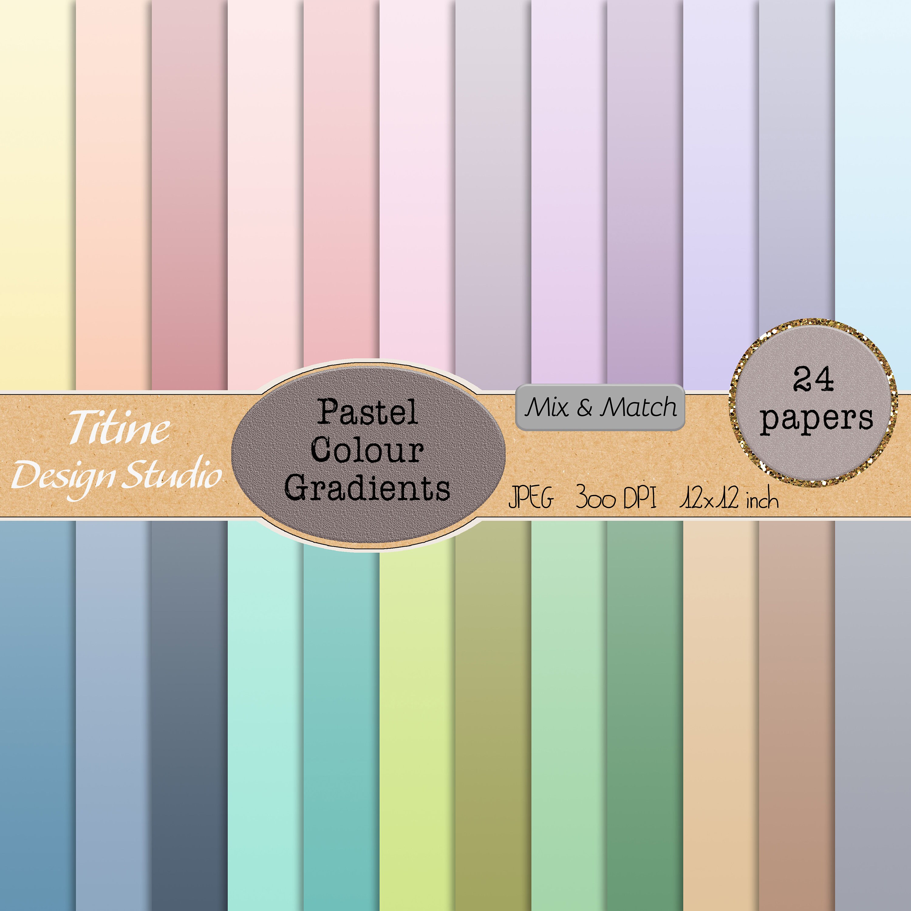 Digital Rainbow Color Gradients Paper Pack Rainbow Ombre Gradient ...