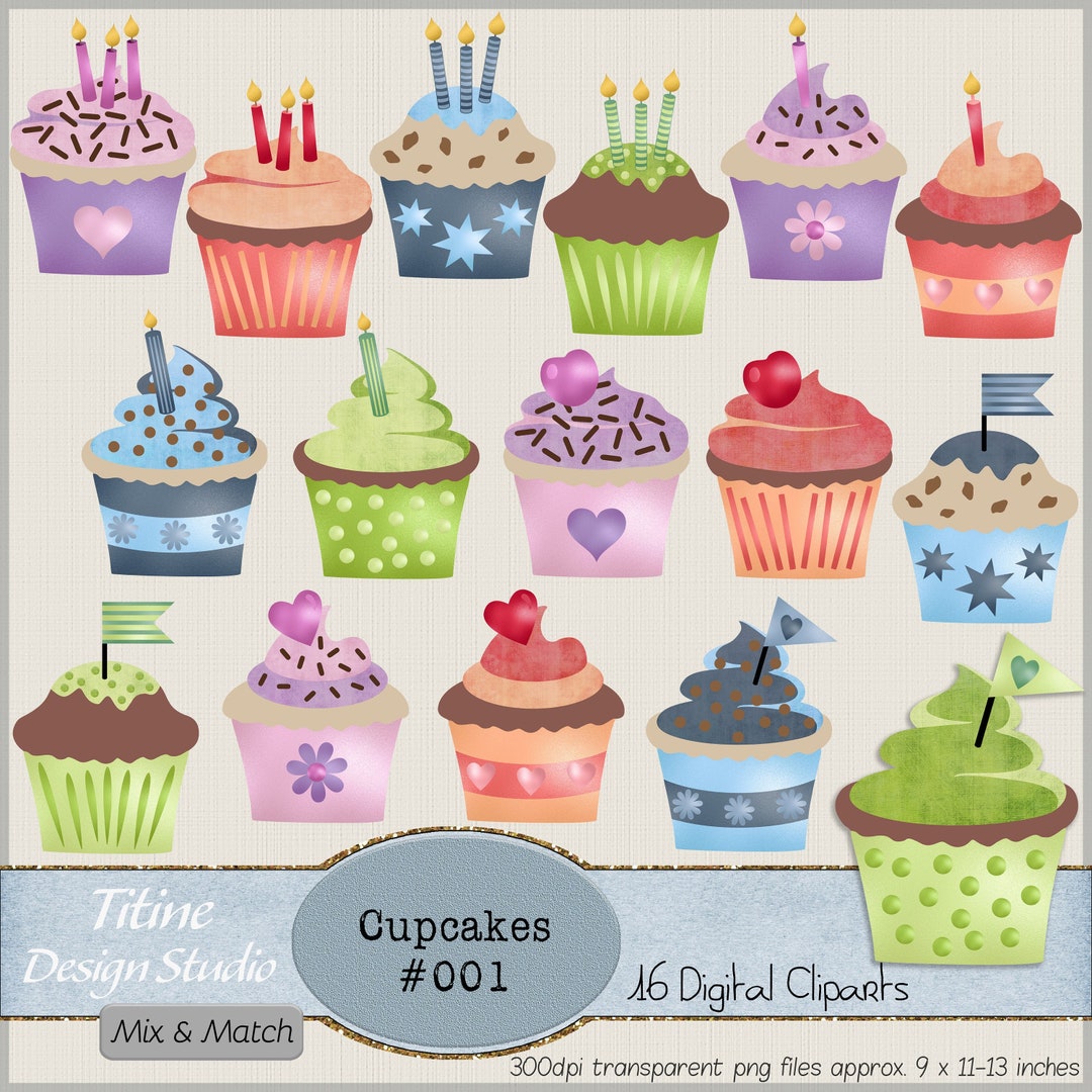 Metallic Cupcake Clip Art Set, Cupcake PNG Images, Digital Cupcake Set ...