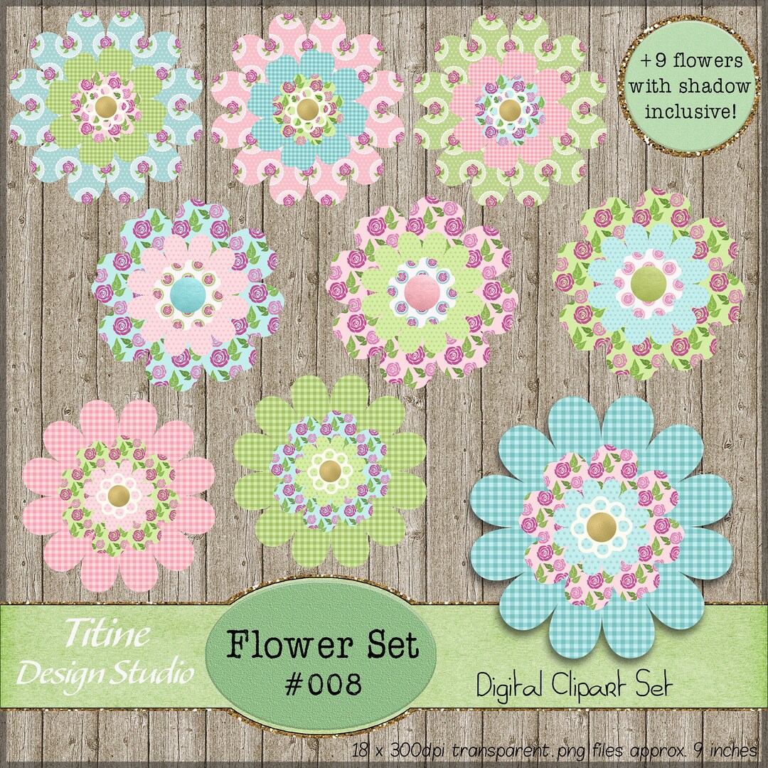Flower Clip Art Set Floral Clipart PNG Digital Floral Clipart - Etsy