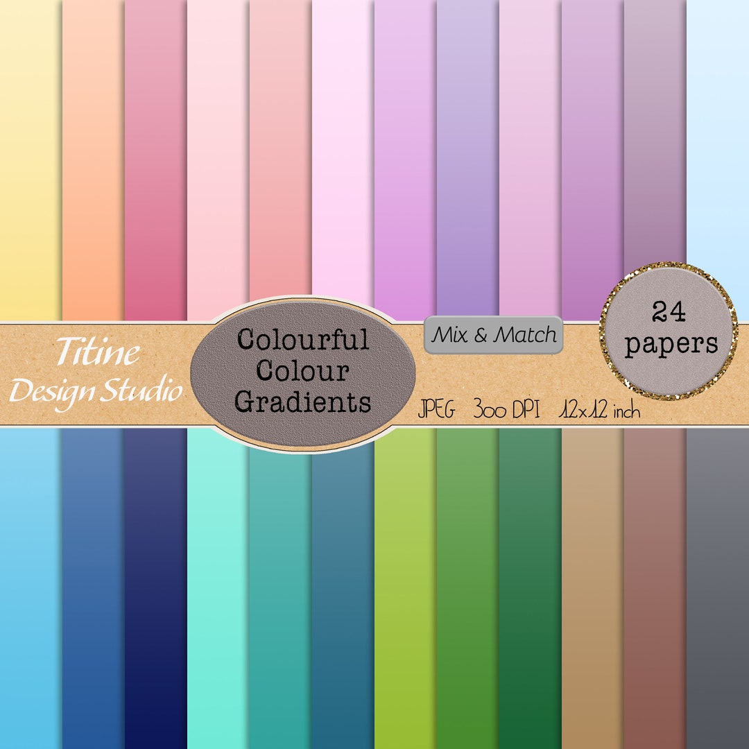 Digital Rainbow Color Gradients Paper Pack Rainbow Ombre Gradient ...
