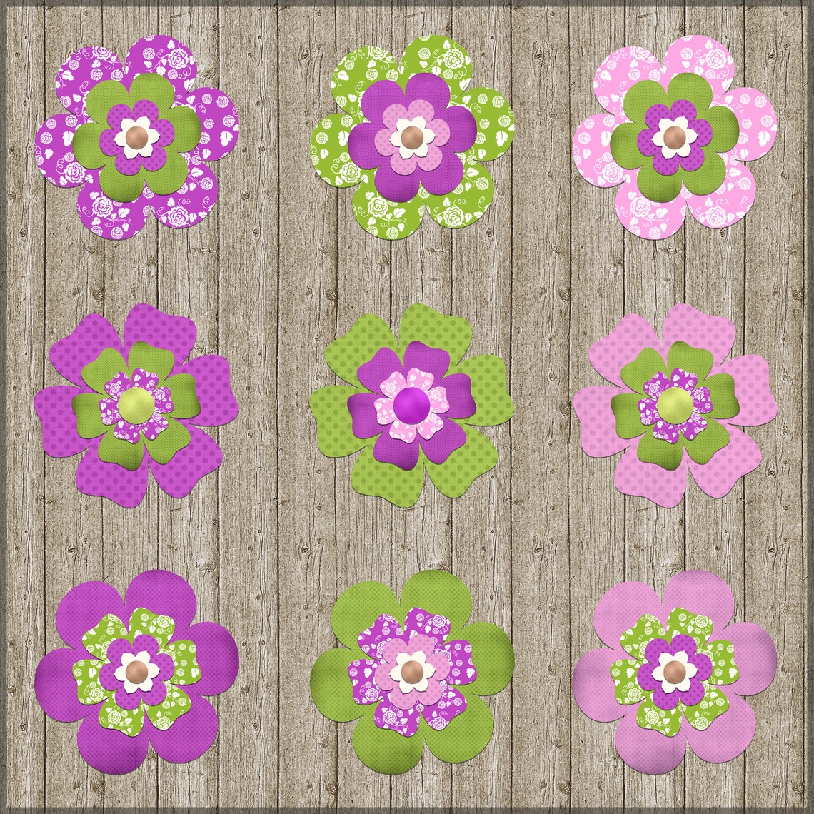 Flower Clip Art Set Floral Clipart PNG Digital Floral Clipart - Etsy