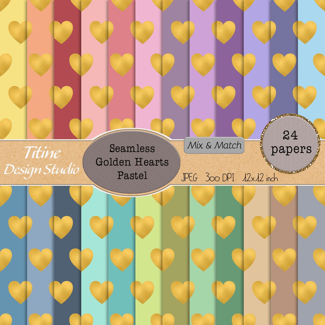 24 Seamless Heart Rainbow Paper Seamless Printable Rainbow - Etsy
