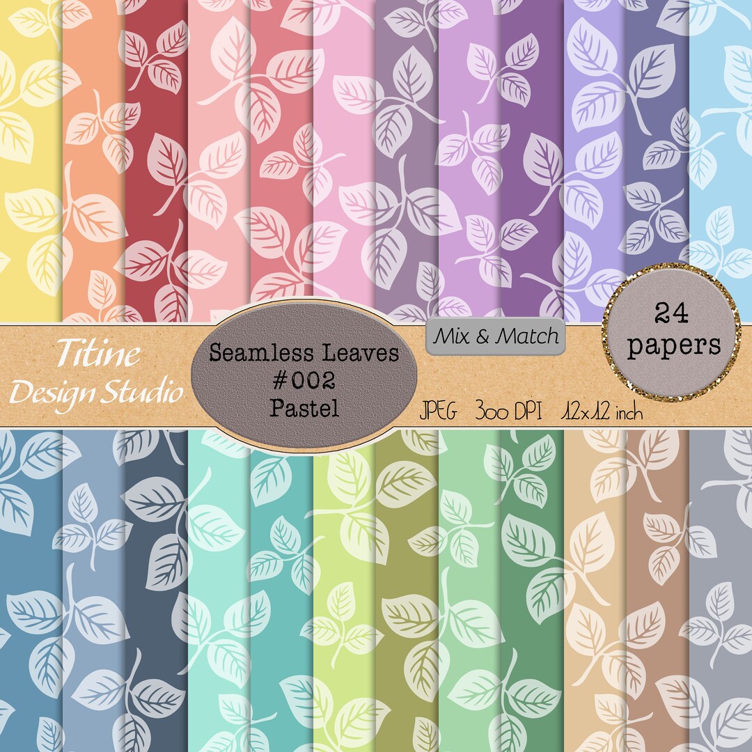 24 Seamless Leaf Rainbow Paper Seamless Printable Rainbow Paper JPG ...
