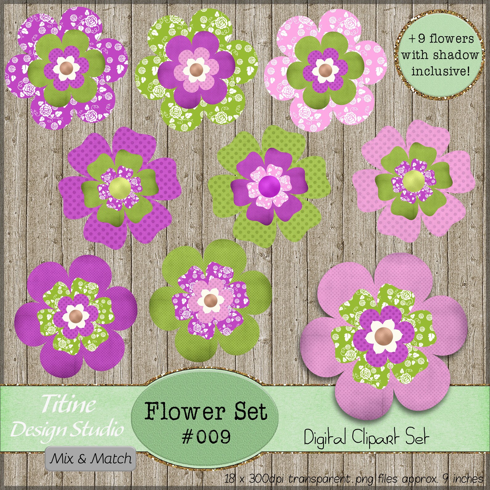 Flower Clip Art Set Floral Clipart PNG Digital Floral Clipart | Etsy