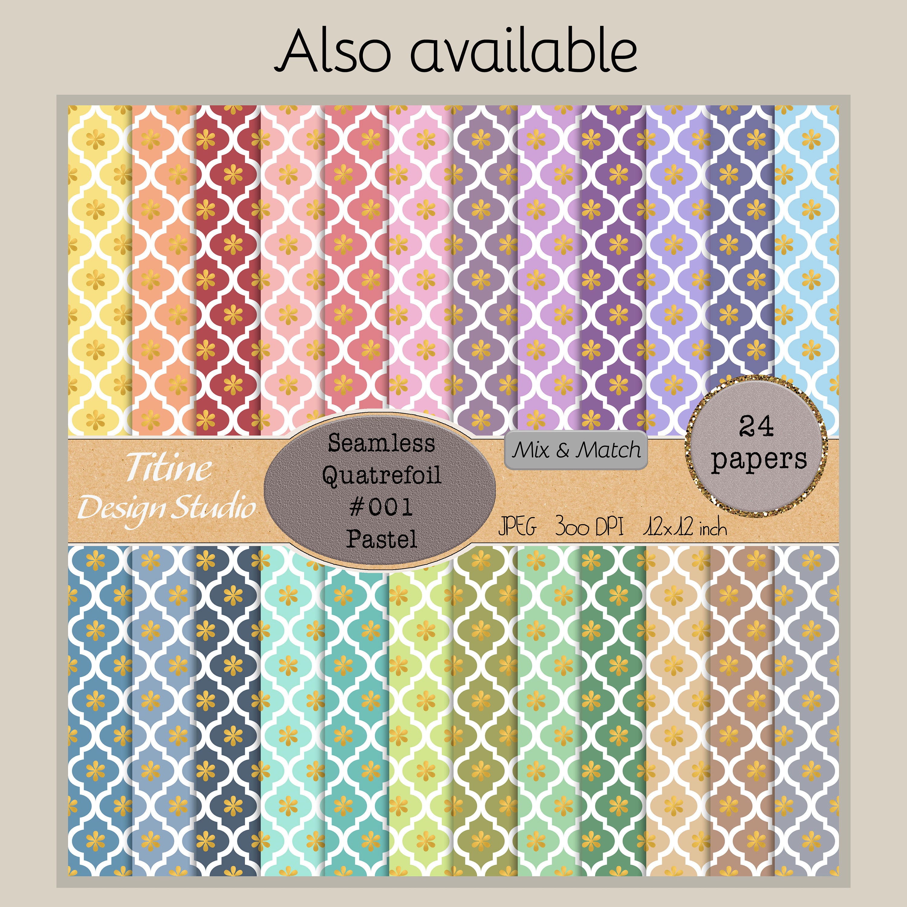 24 Seamless Quatrefoil Rainbow Paper Seamless Printable Rainbow Paper ...