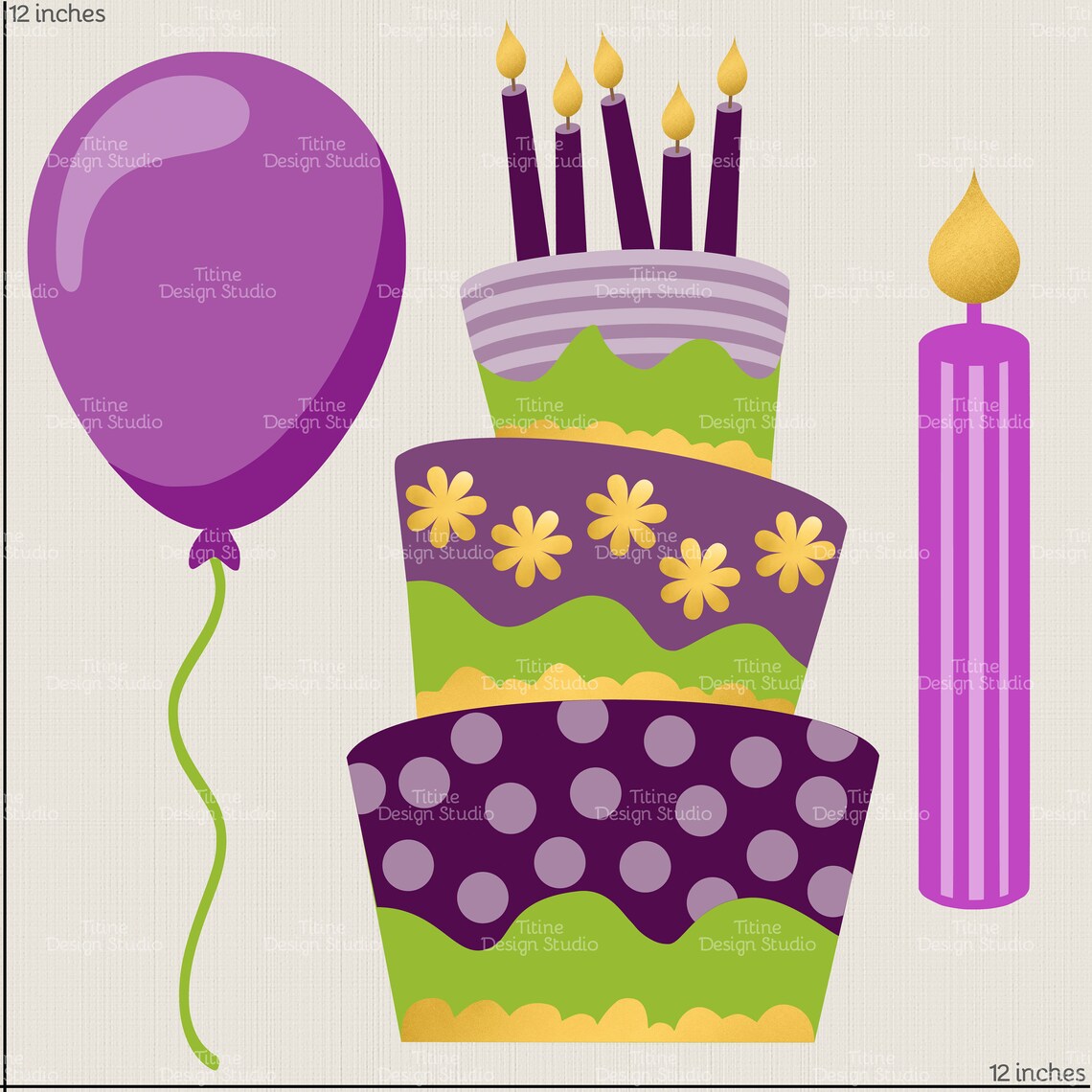 Digital Birthday Clip Art Set Gold Birthday Clipart Party PNG | Etsy