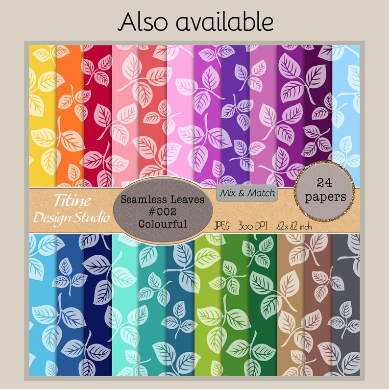 24 Seamless Leaf Rainbow Paper Seamless Printable Rainbow Paper JPG ...