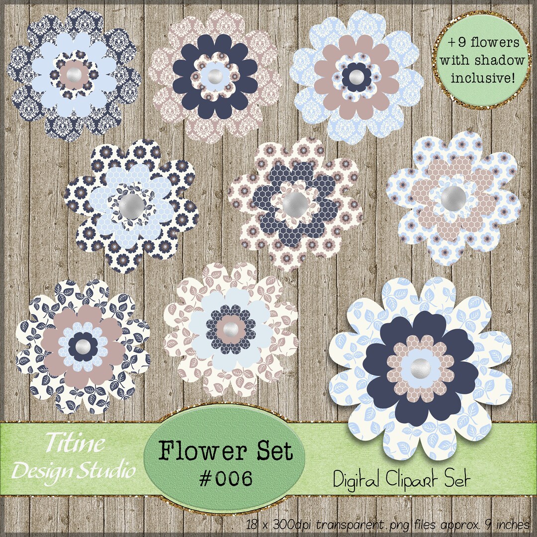 Flower Clip Art Set Floral Clipart PNG, Digital Floral Clipart Set ...