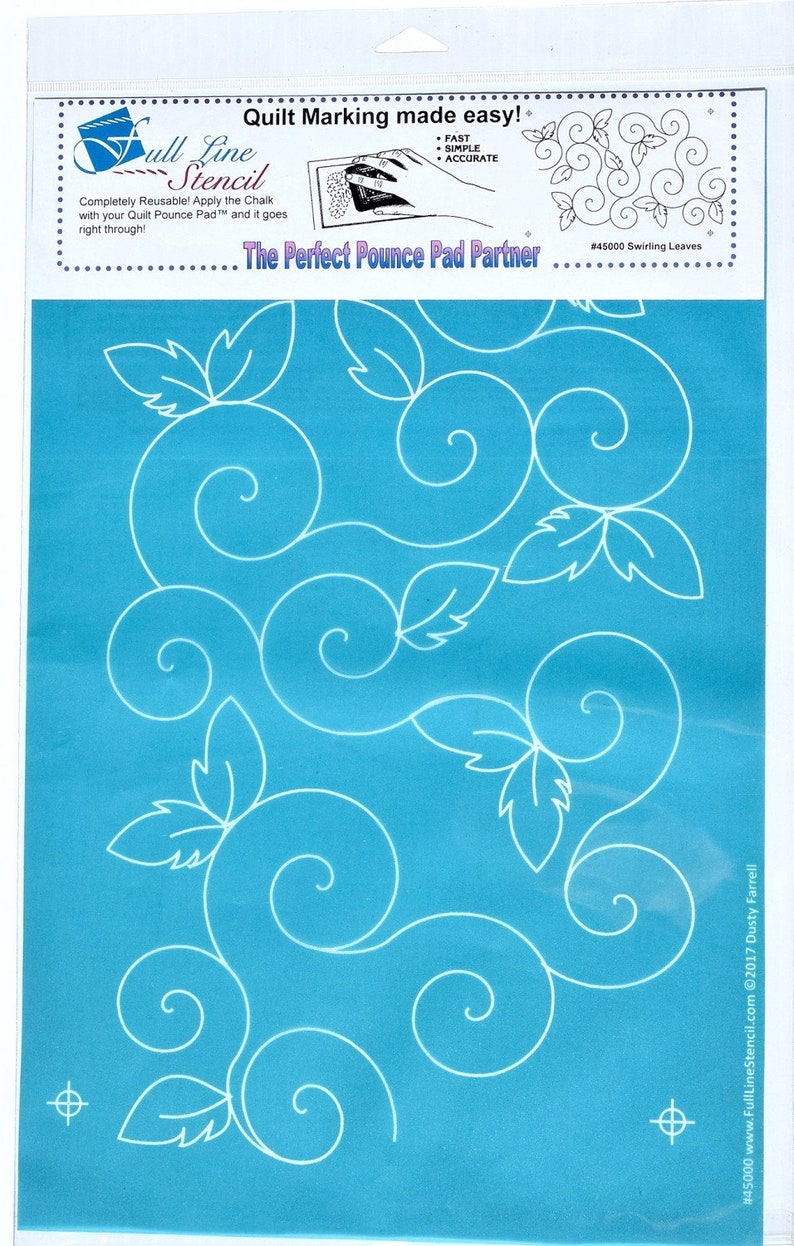 Full Line Stencil, Swirling Leaves, 45000, Quilting Stencil, Pounce Pad ...