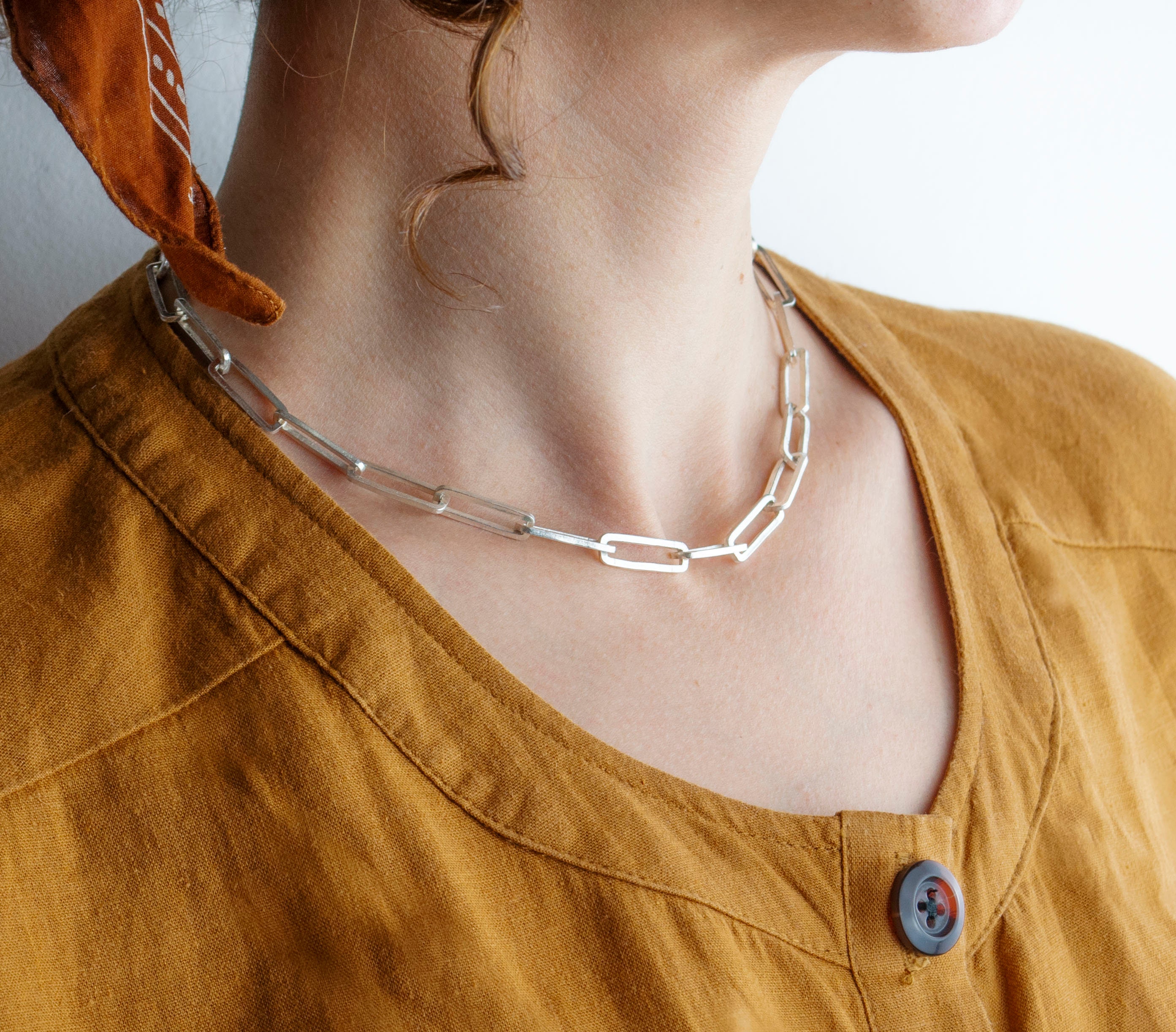 Handcrafted Rectangular 999 Fine Silver Link Chain Necklace - Etsy