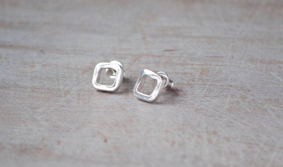 Pendientes cuadrados de plata pura no alérgicos - Etsy España