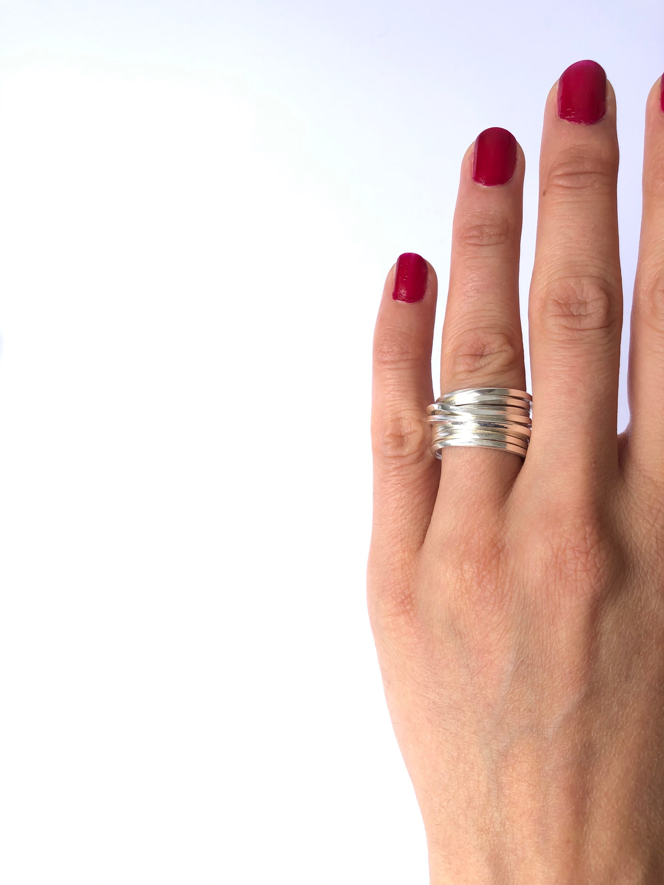 Pure Silver Square Wire Crossover Ring - Etsy