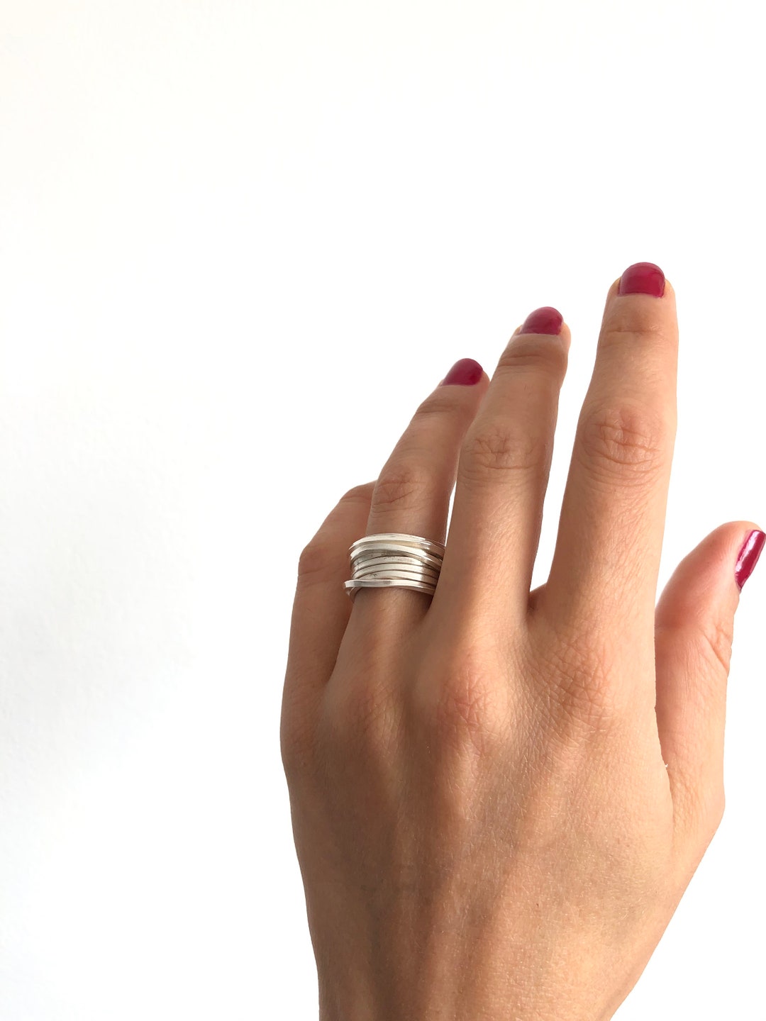 Pure Silver Square Wire Crossover Ring - Etsy